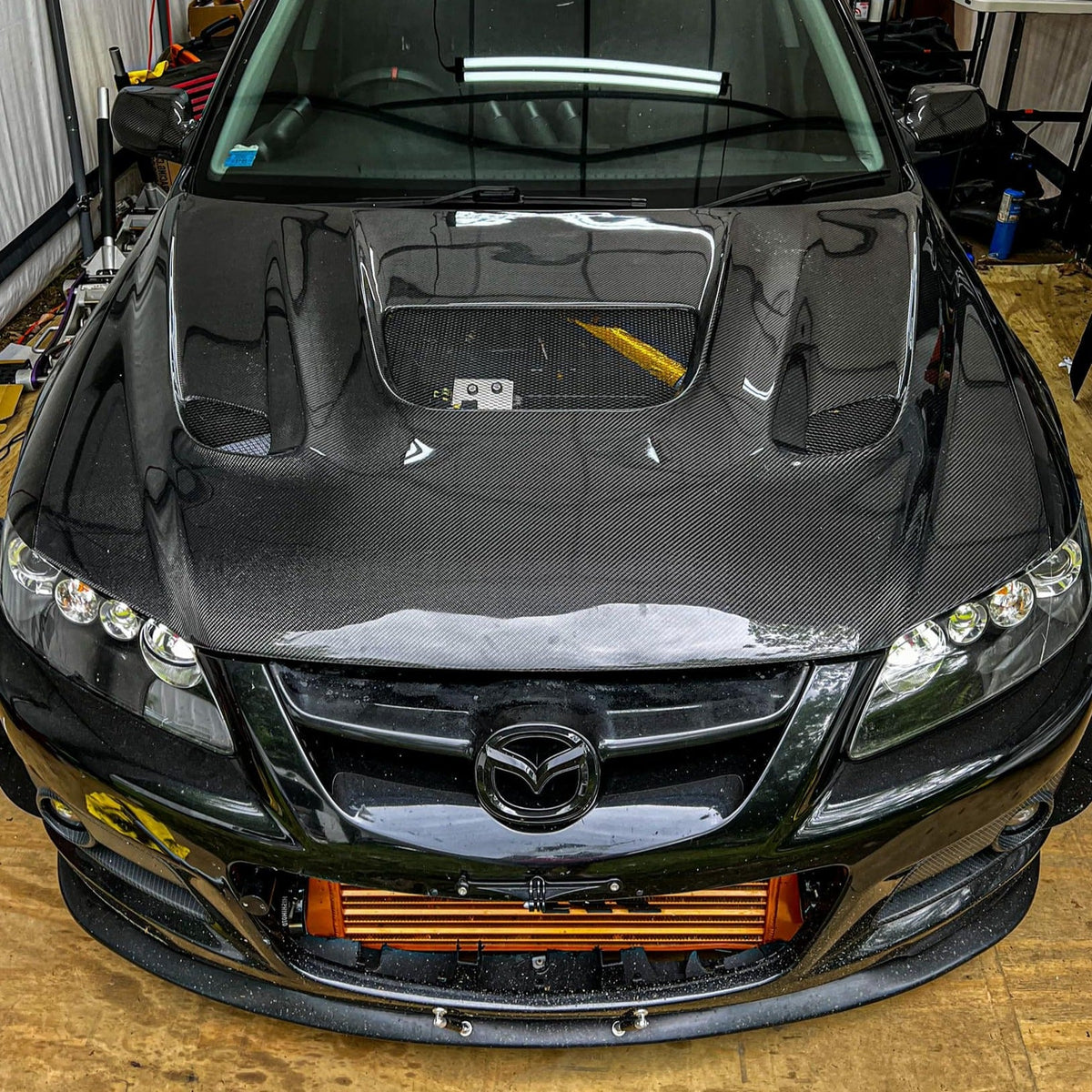 MS6R SRT-Style Vented Carbon Fiber Hood for 2006-2007 Mazdaspeed 6 ...